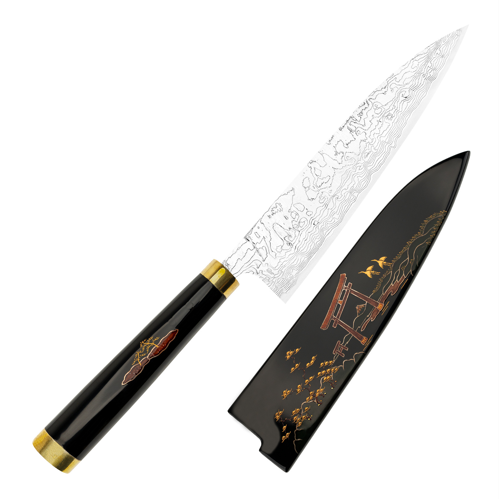 Takeshi Saji Art Fuji on Lake R-2 Nóż Szefa kuchni 21 cm + Saya | Stale ...