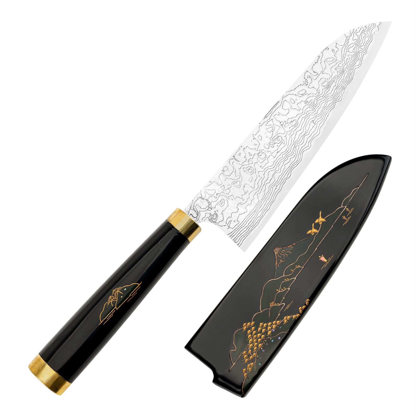 Takeshi Saji Art Fuji Unique R-2 Nóż Santoku 18 cm + Saya | Stale ...